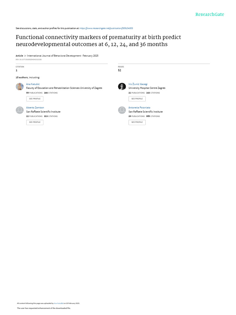 Canini Et Al 2025 Functional Connectivity Markers of Prematurity at ...