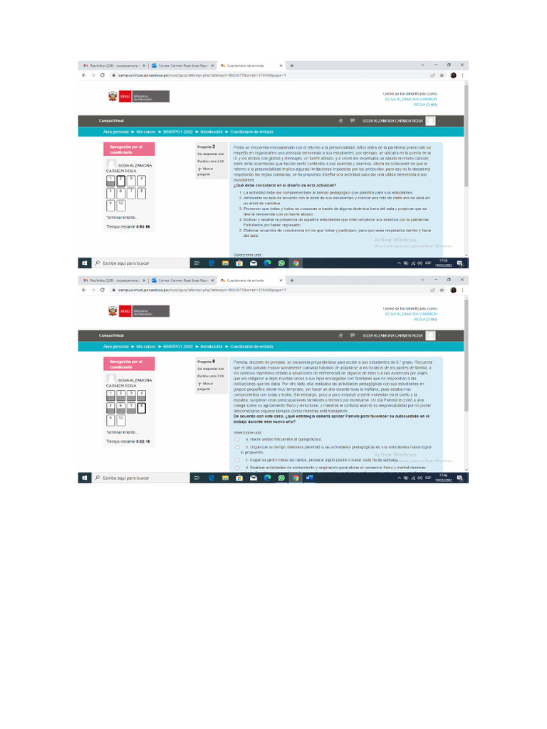 Cuestionario de Entrada Peru Educa | PDF