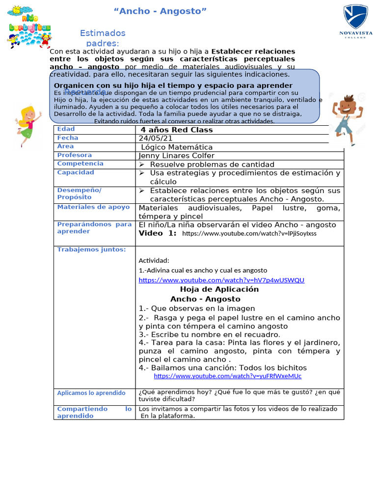 Actividad Ancho - Angosto | PDF | Cognición