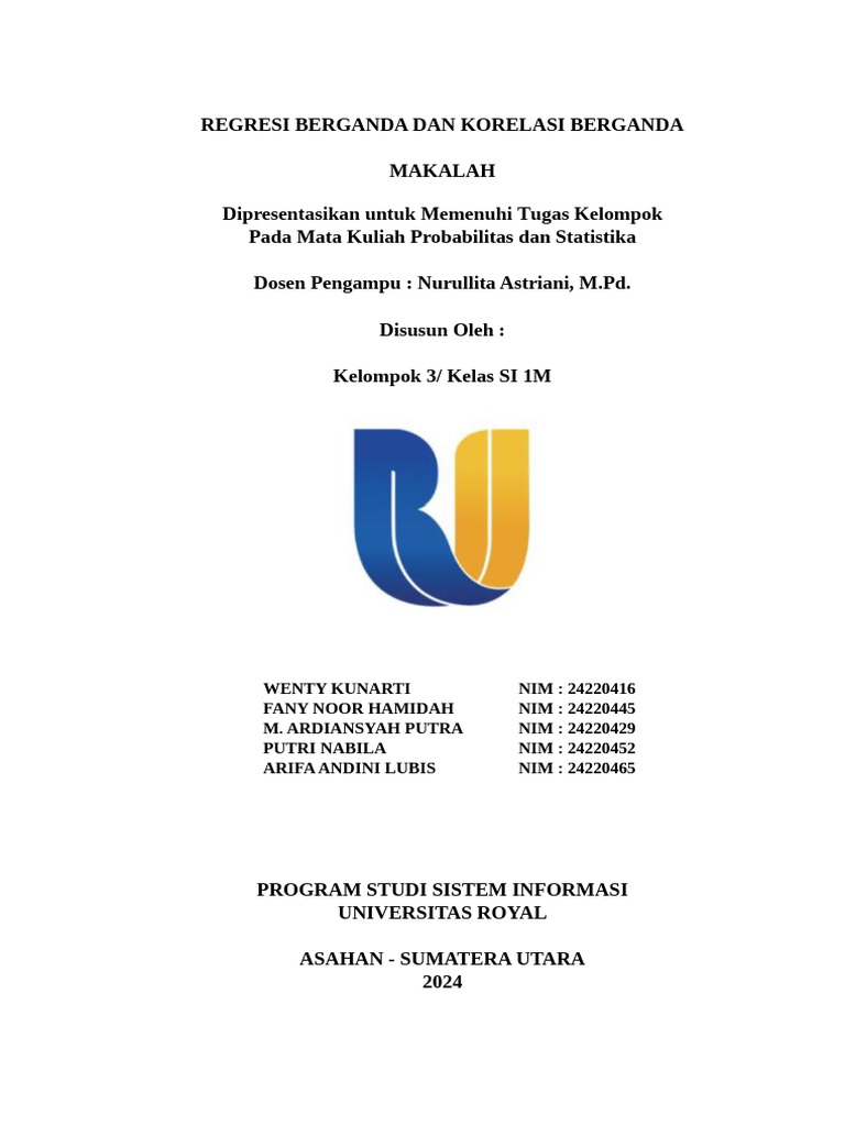 Analisis Regresi dan Korelasi Berganda | PDF