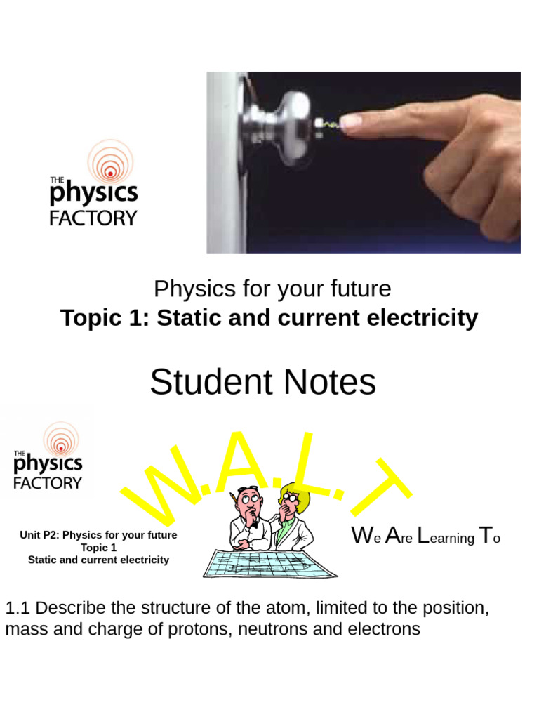 Static and Current Electricity Overview | PDF | Electric Charge ...