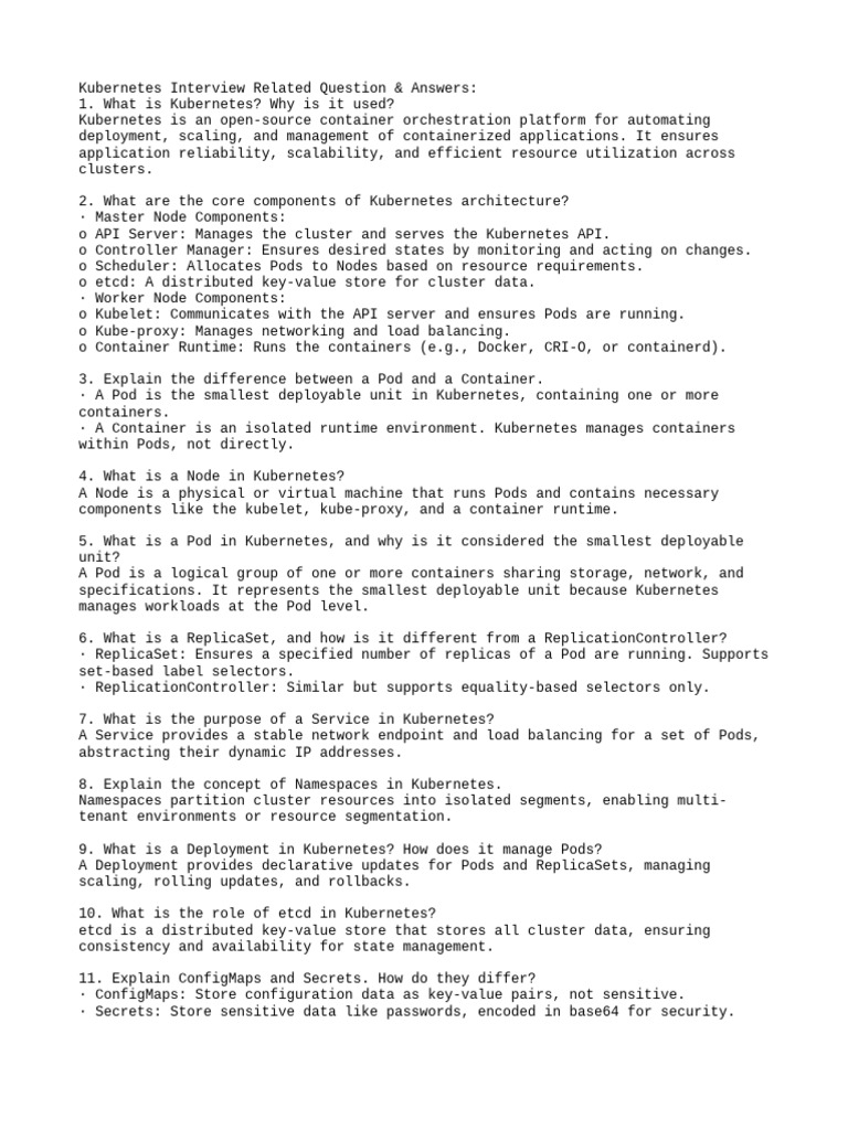 Kubernete_nots_for_interview | PDF | System Software | Computer Architecture