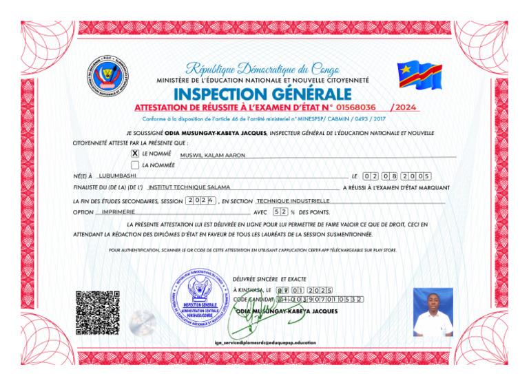 Attestation - Muswil Kalam Aaron | PDF