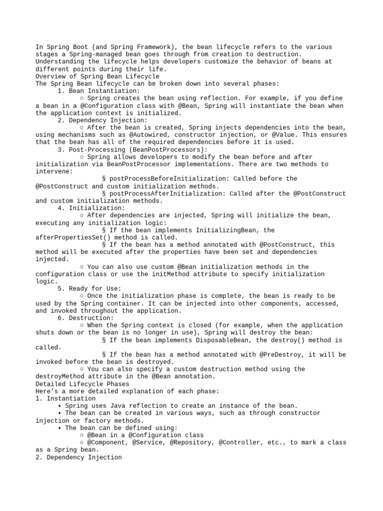 SpringBoot BeanLife Cycle | PDF | Method (Computer Programming) | Class (Computer Programming)