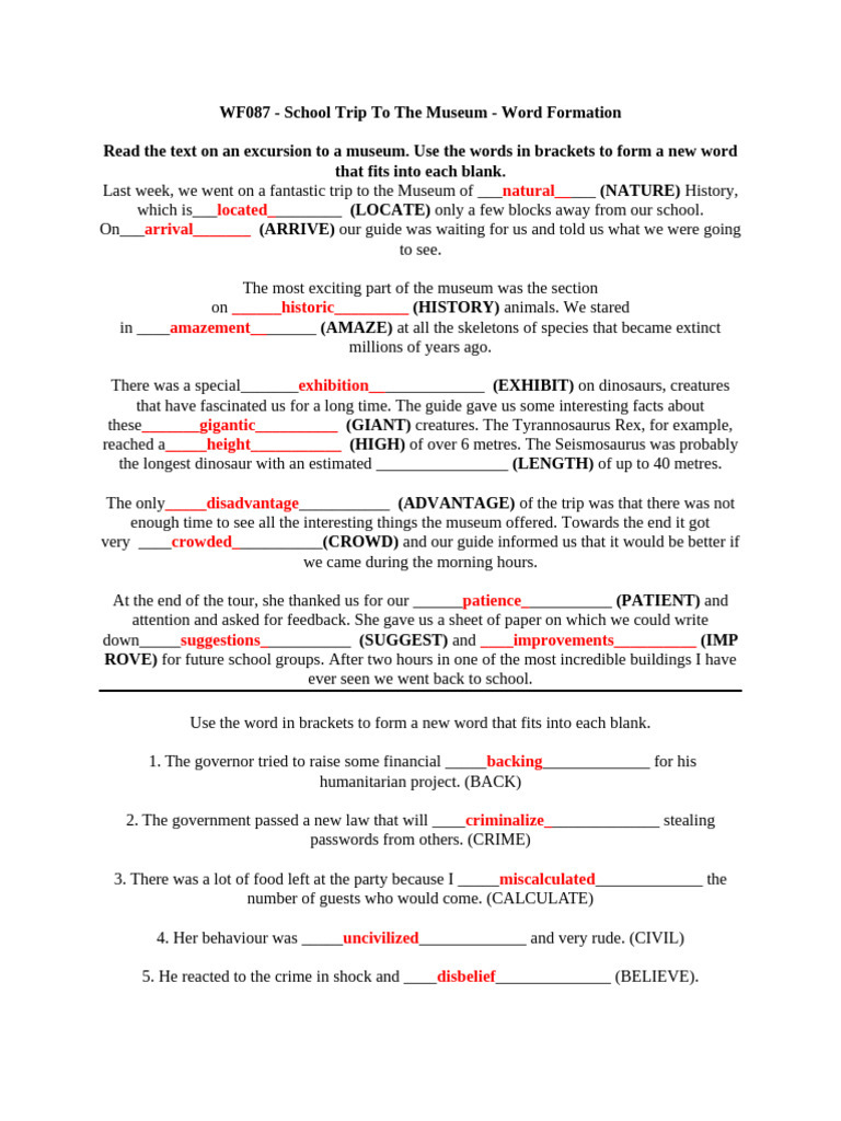 Word Formation Exercises | PDF