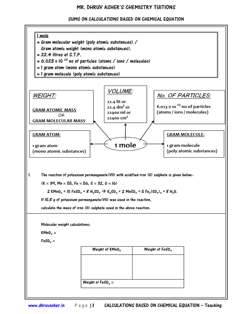 Chemical Equation Calculation Exercises | PDF | Sodium Carbonate ...