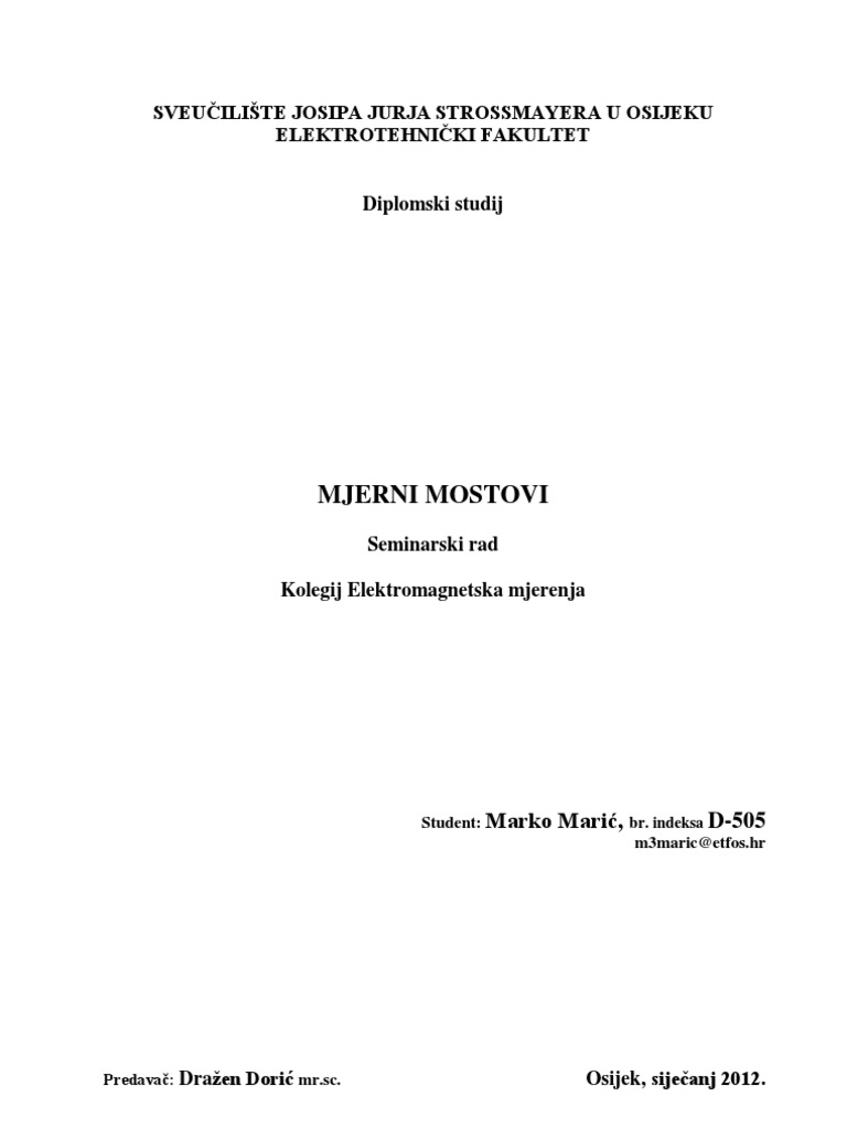 Marko Marić Mjerni Mostovi | PDF