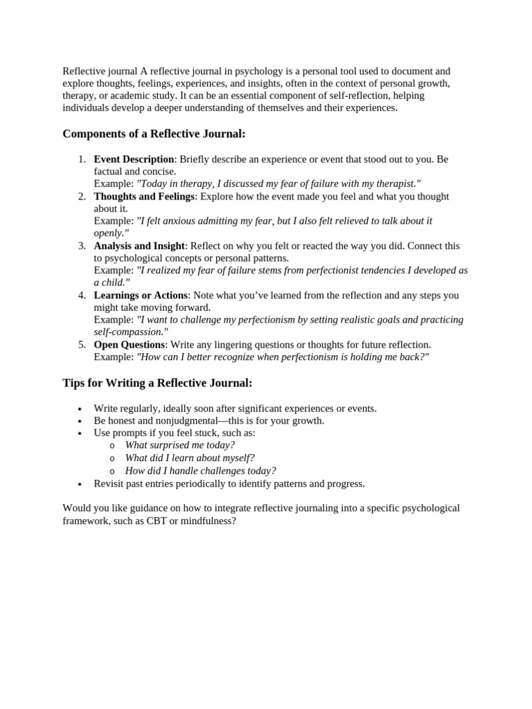 Psych Reflective Journal | PDF