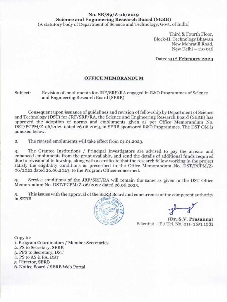 01.02.2024 OM Revision of Emoluments | PDF