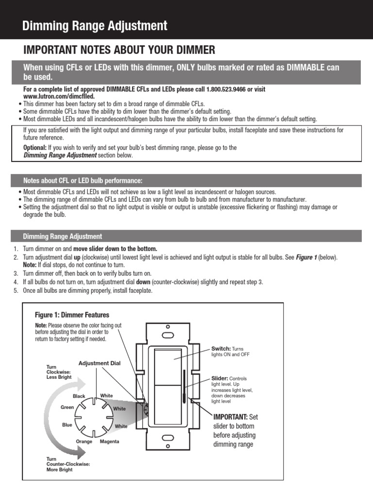 Adjustment Dial Instruction Sheet | PDF | Compact Fluorescent Lamp ...