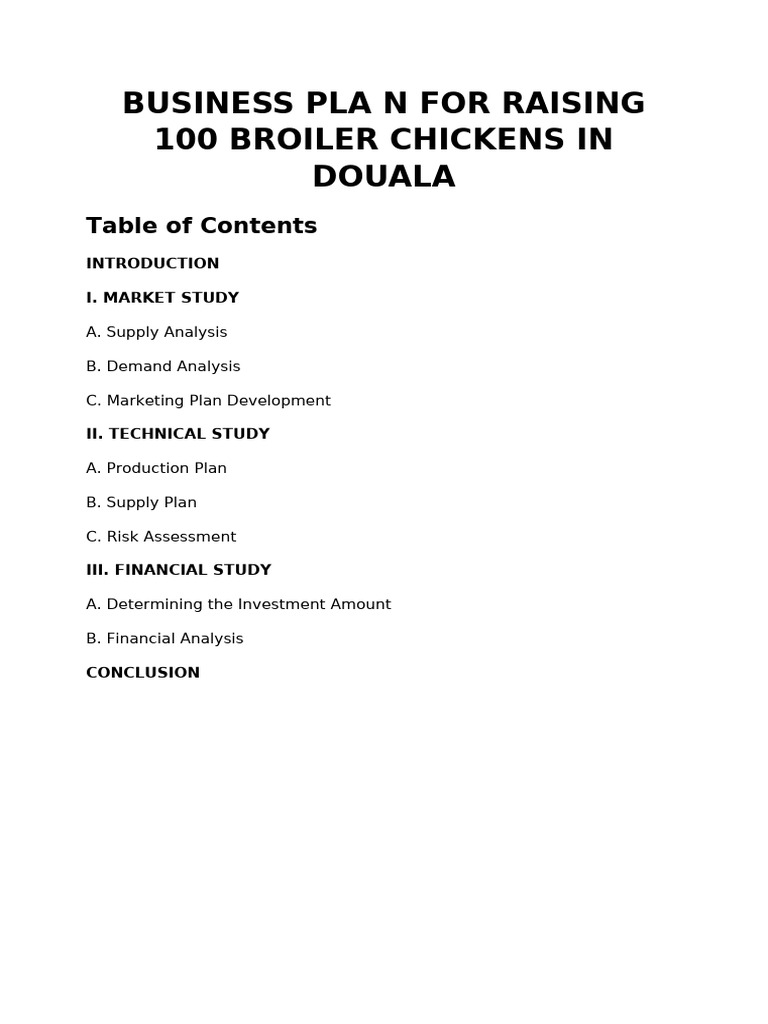 Broiler Chicken Business Plan - MD | PDF | Marketing | Poultry