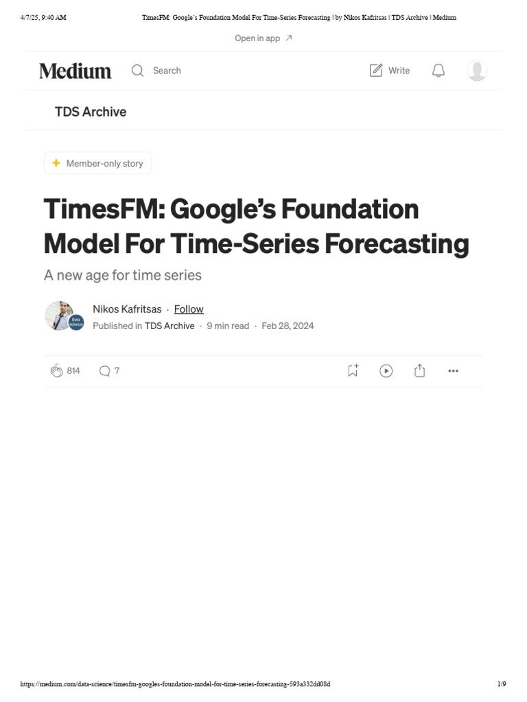 TimesFM_ Google’s Foundation Model For Time-Series Forecasting | PDF | Time Series | Forecasting