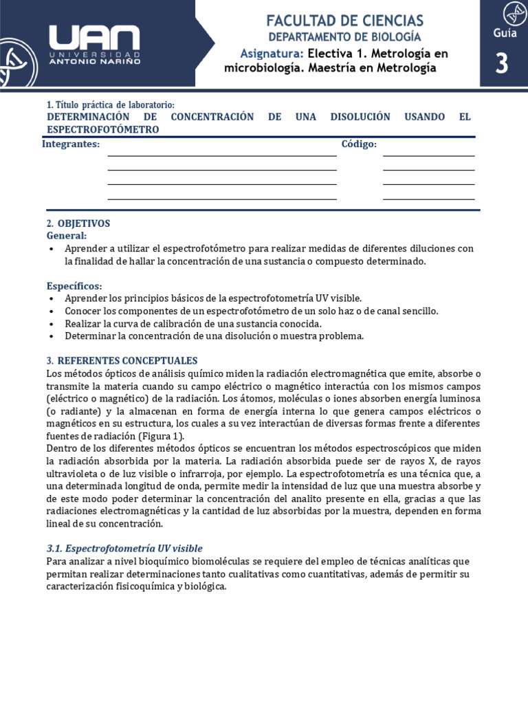 ESPECTOFOTOMETRIA_guialab_metro | PDF | Espectrofotometria | Ultravioleta
