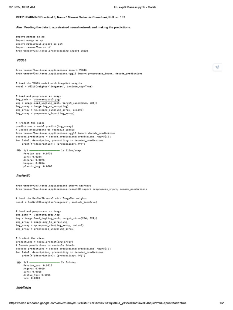 DL Exp3 Manasi - Ipynb - Colab | PDF | Algorithms | Computing