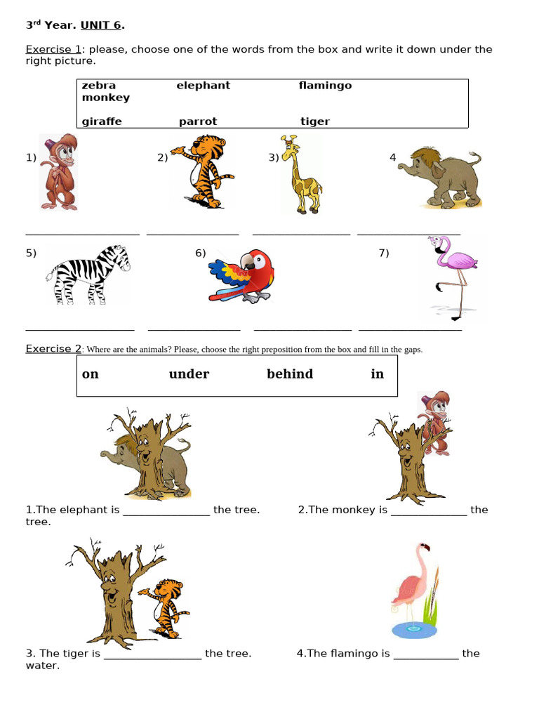Animlals and Place Prepositions - 9216 | PDF
