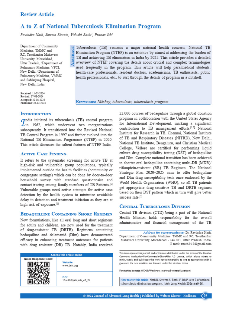 A To Z of National Tuberculosis Elimination.3 | PDF | Tuberculosis ...