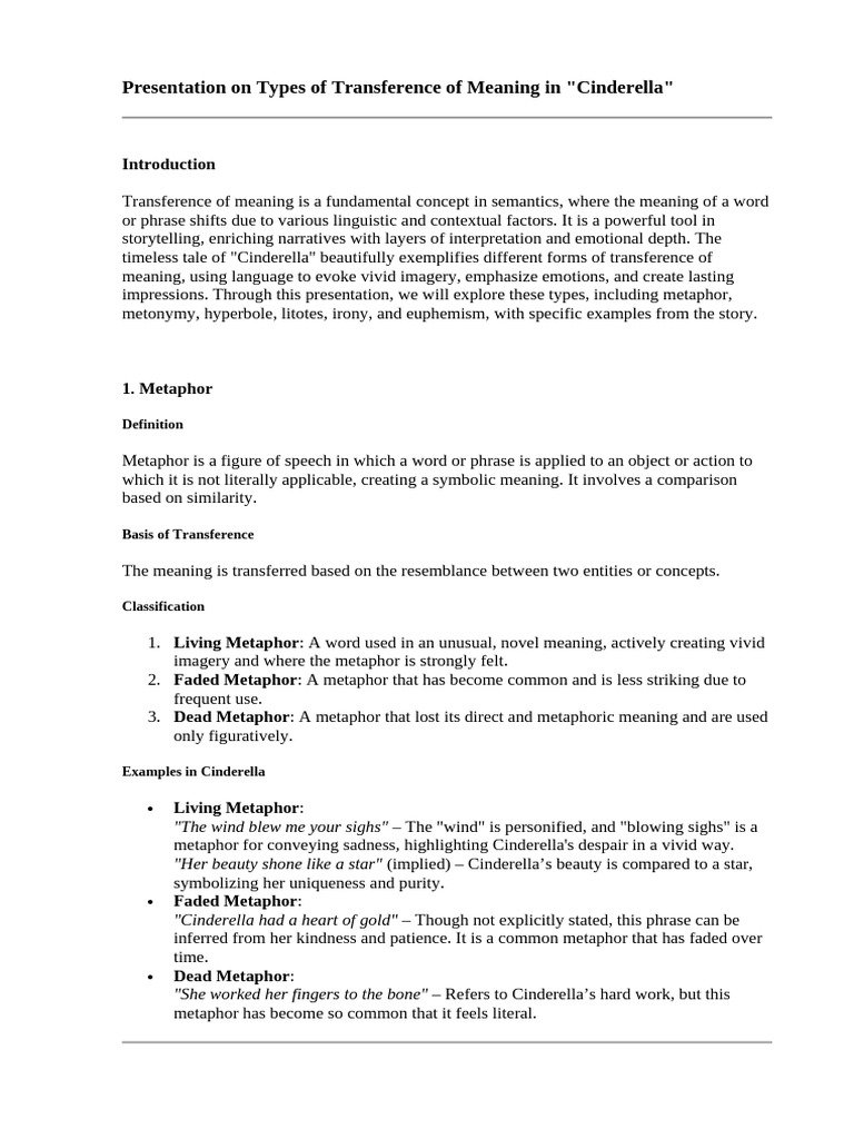 Types of Transference of Meaning | PDF | Metaphor | Semantics