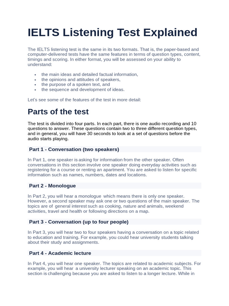 Tài Liệu Listening IDP | PDF | International English Language Testing ...