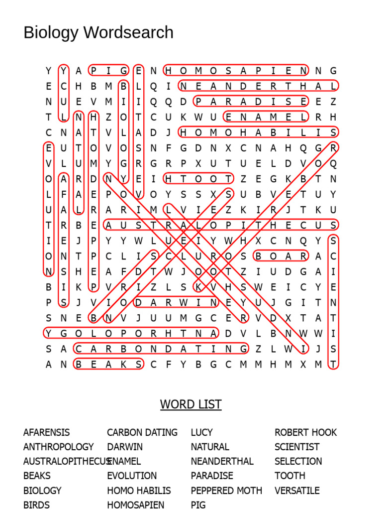 Biology Wordsearch 1743579968 | PDF