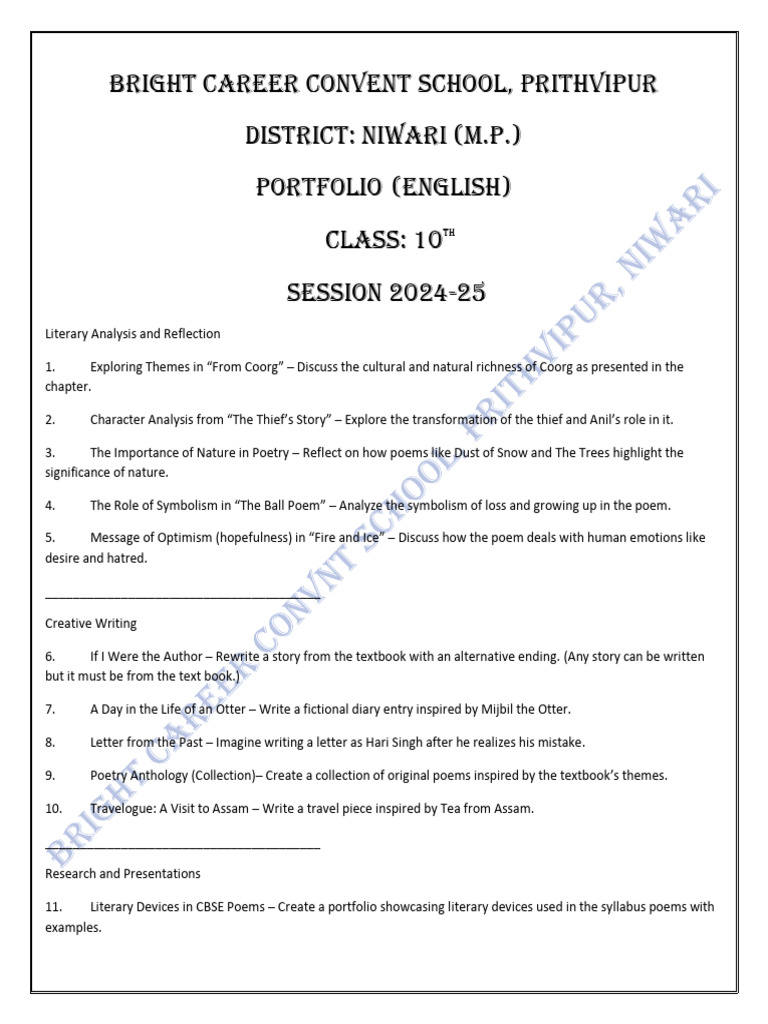 PORTFOLIO CLASS 10TH 2 | PDF | Love | Poetry