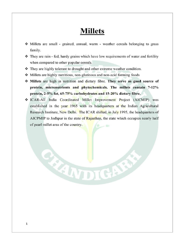 Millets Notes | PDF