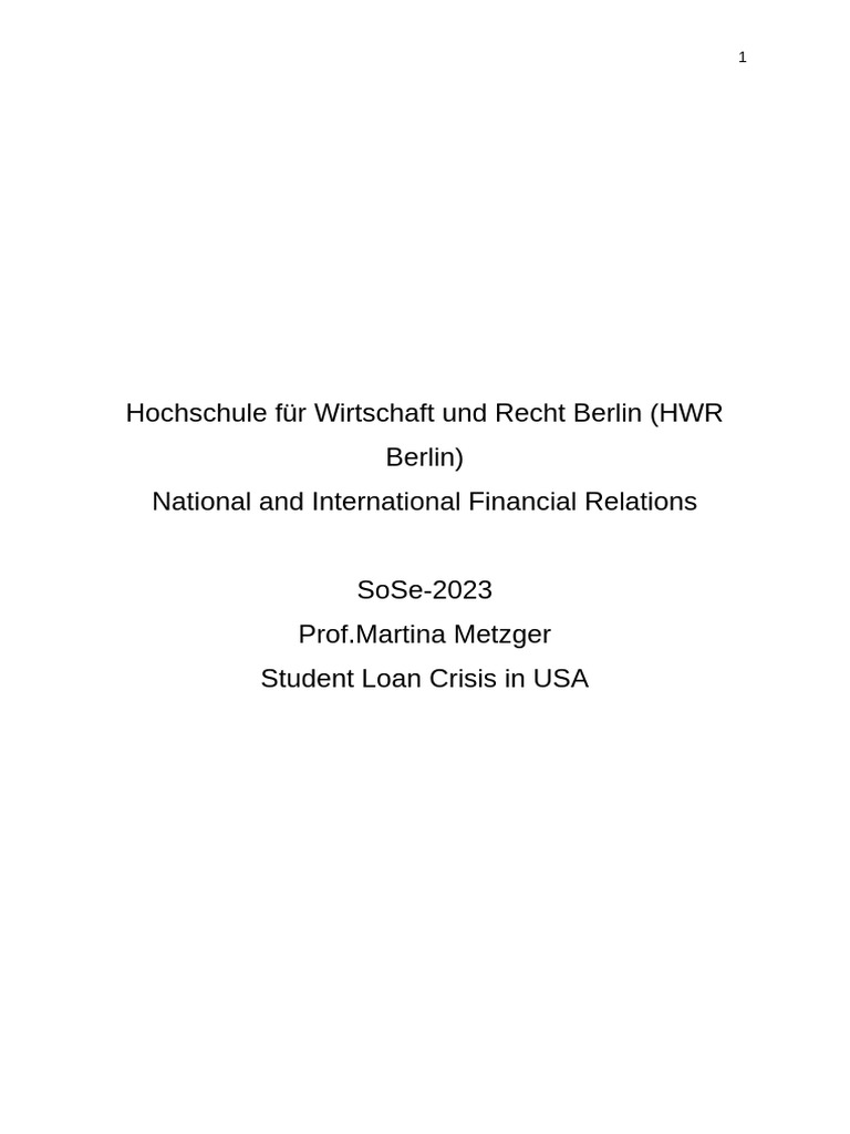 National and International Financial Relations | PDF | Debt | Student Debt