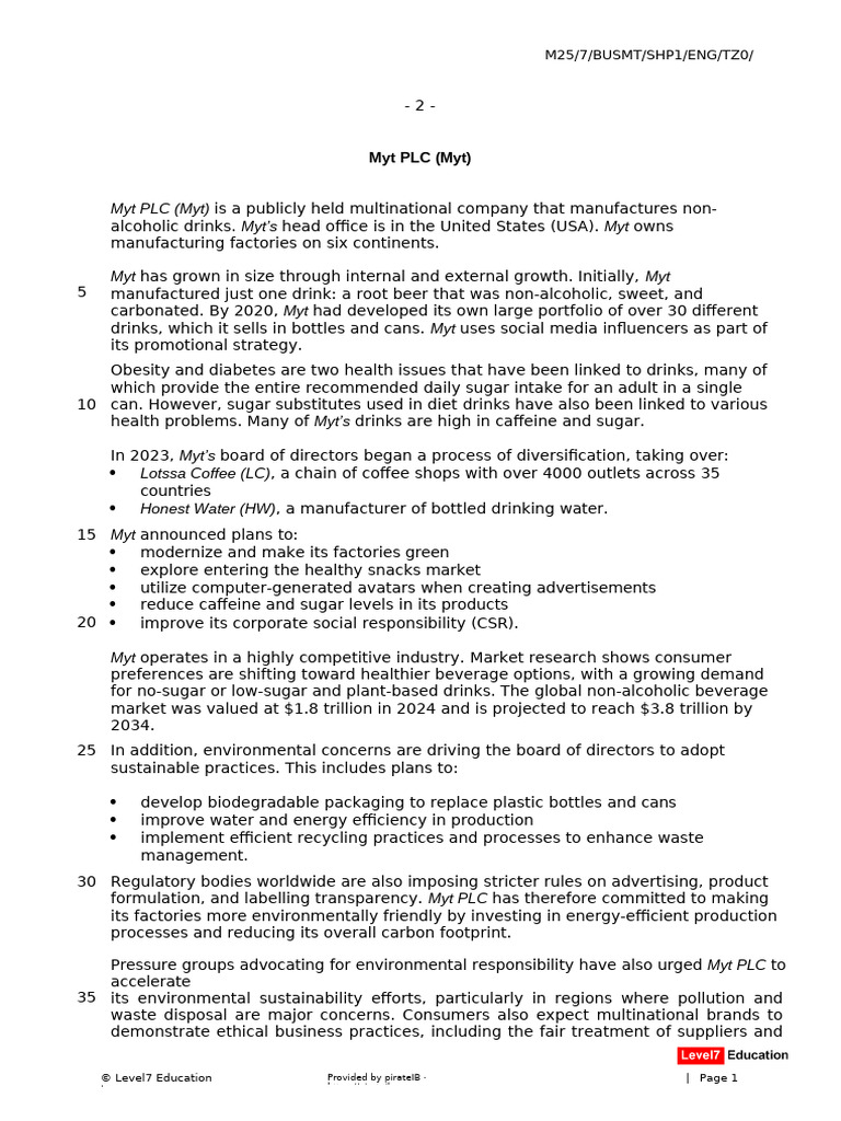 Case Study Pack - May 2025 - Myt PLC - Paul Hoang (1) - 39-53 | PDF | Corporate Social ...
