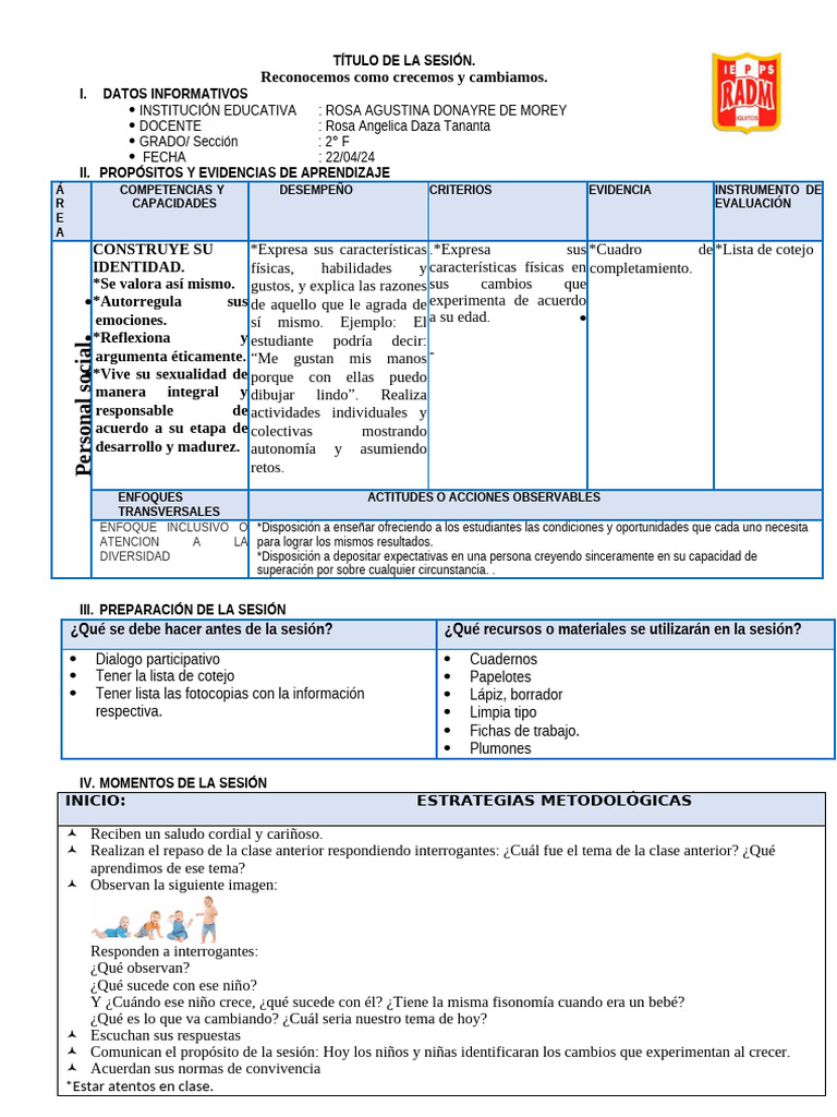 Reconocemos Como Crecemos Ycambiamos. PS | PDF | Modificación de ...