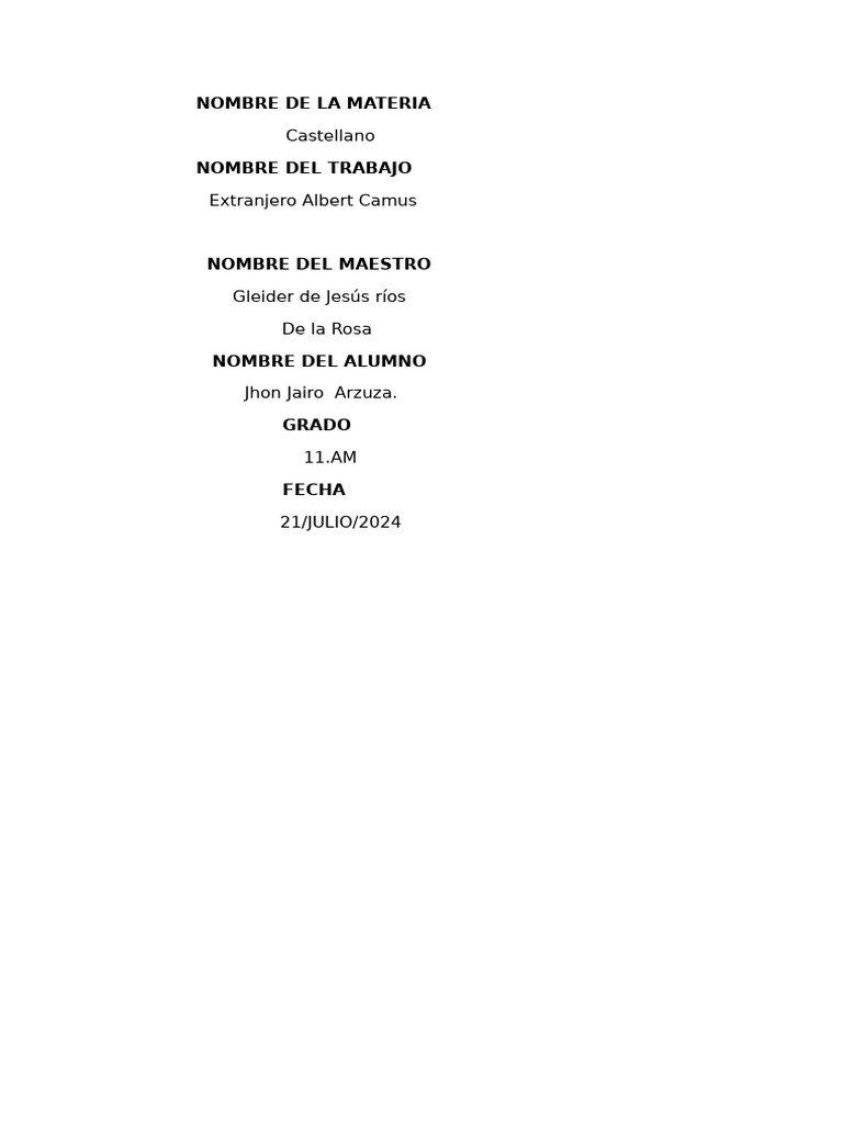 Hoja de Presentación Jhon | PDF