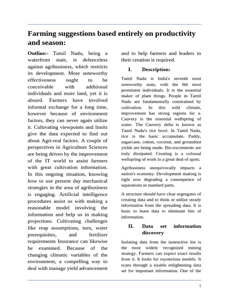 Agricultural Crop Recommendations based on Productivity and Season (1 ...