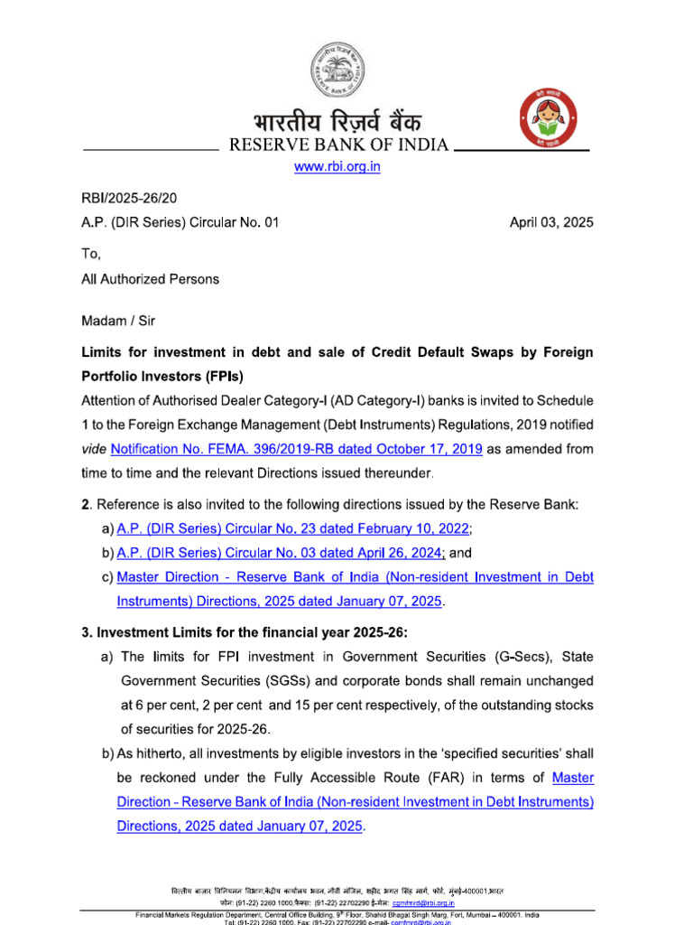 RBI Circular - 03042025 | PDF