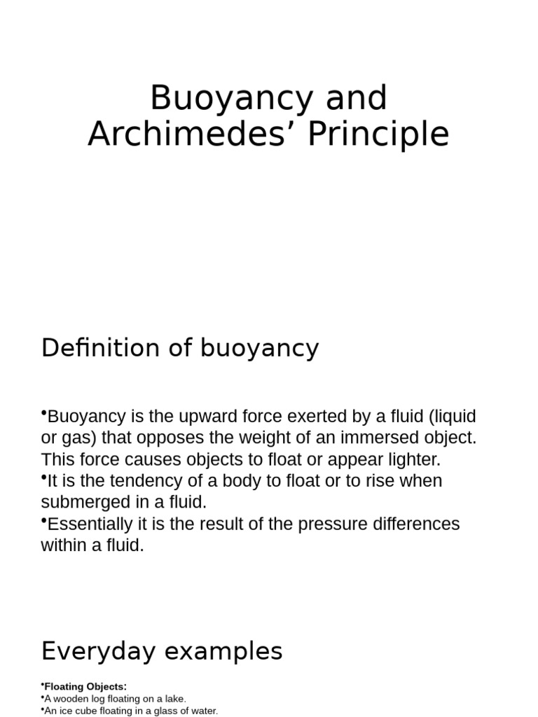 Buoyancy and Archimedes Principle | PDF