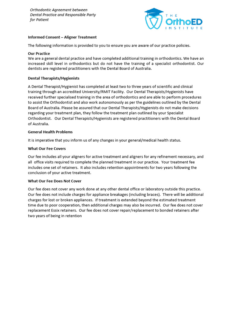 Informed Consent - Aligner TX | PDF | Orthodontics | Periodontology
