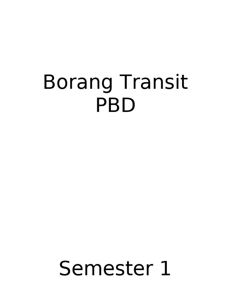 Cover Borang Transit PBD | PDF