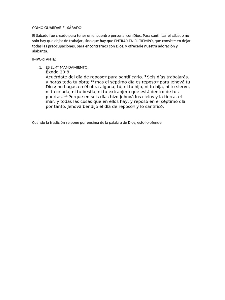 Como Guardar El Sábado Alternativas Pdf