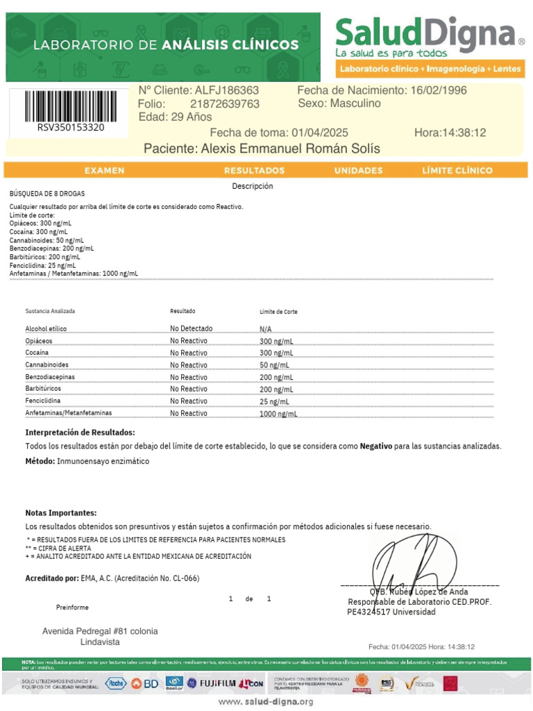 806911444 Salud Digna Antidoping | PDF | Cuidado de la salud | Medicina CLINICA