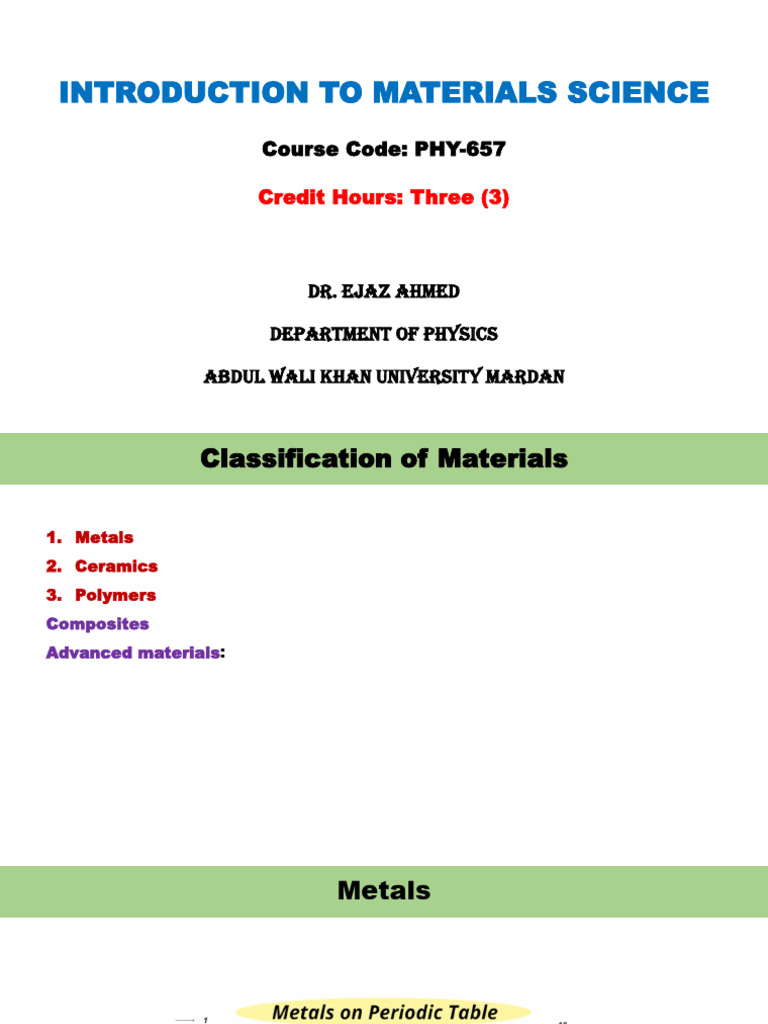 1-2 Classification of Materials | PDF | Metals | Composite Material