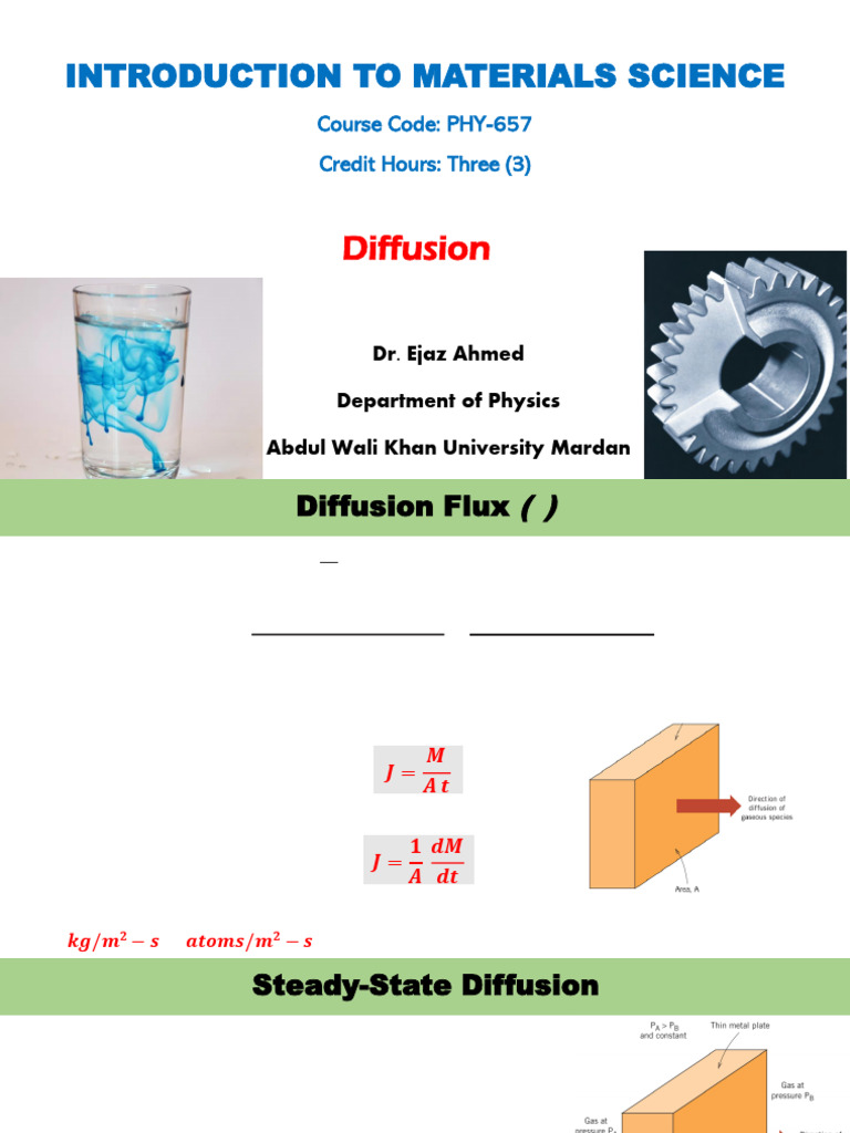 2.2 Diffusion Flux, Ficks First and Second Law | PDF | Diffusion | Flux