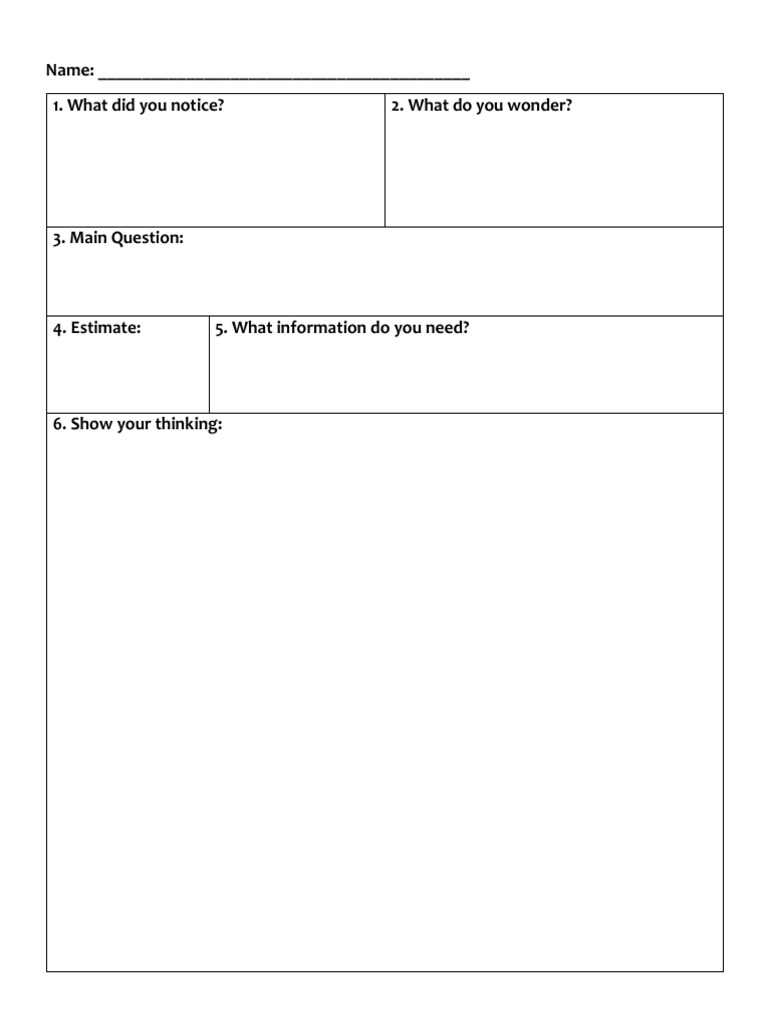 Graham Fletcher 3 Act Task Student Recording Sheet | PDF