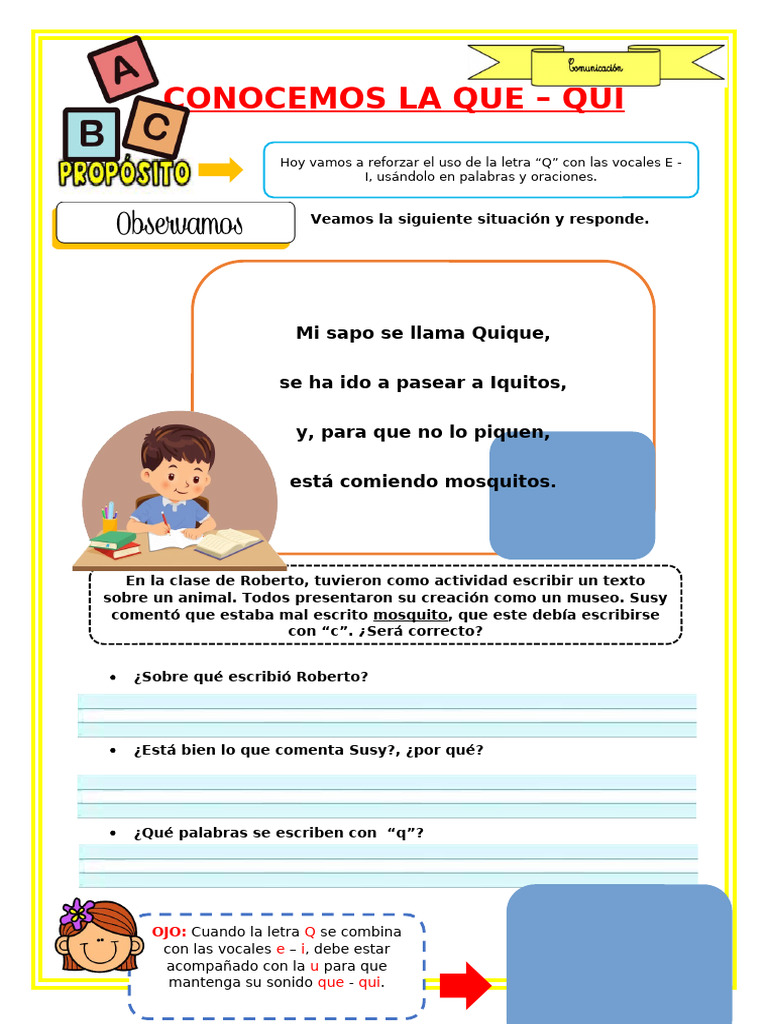 Adicional Ficha 23 Sílabas Que-Qui | PDF | Escritura | Comunicación humana