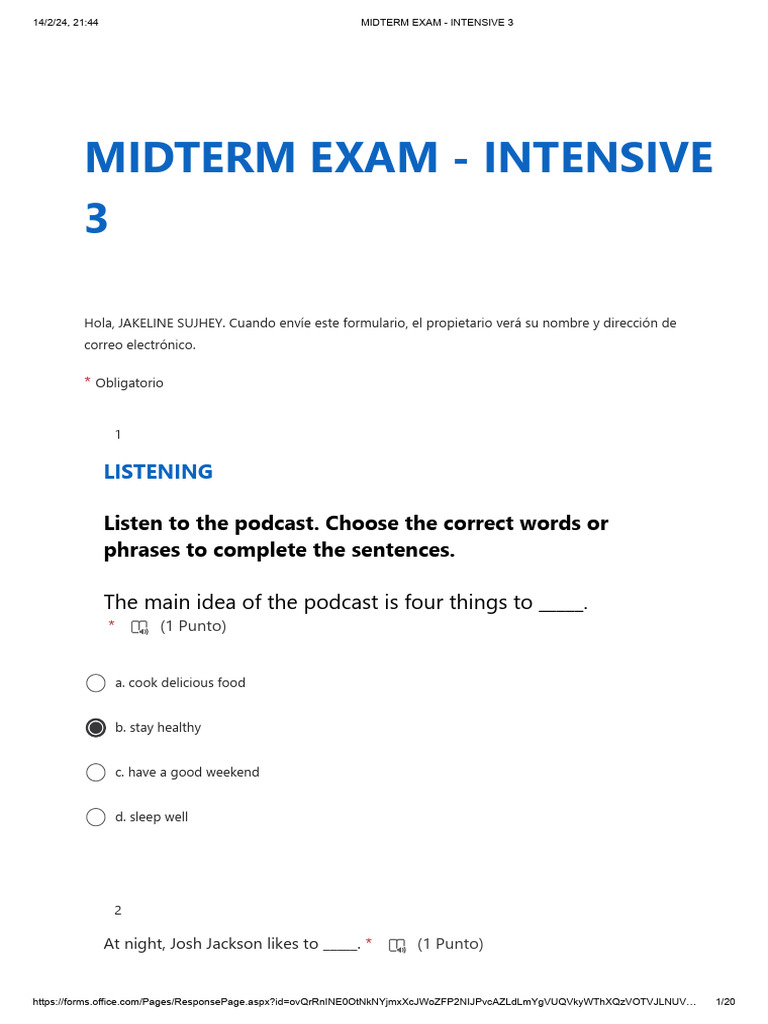 Midterm Exam - Intensive 3 | PDF | Language Mechanics | Language Families