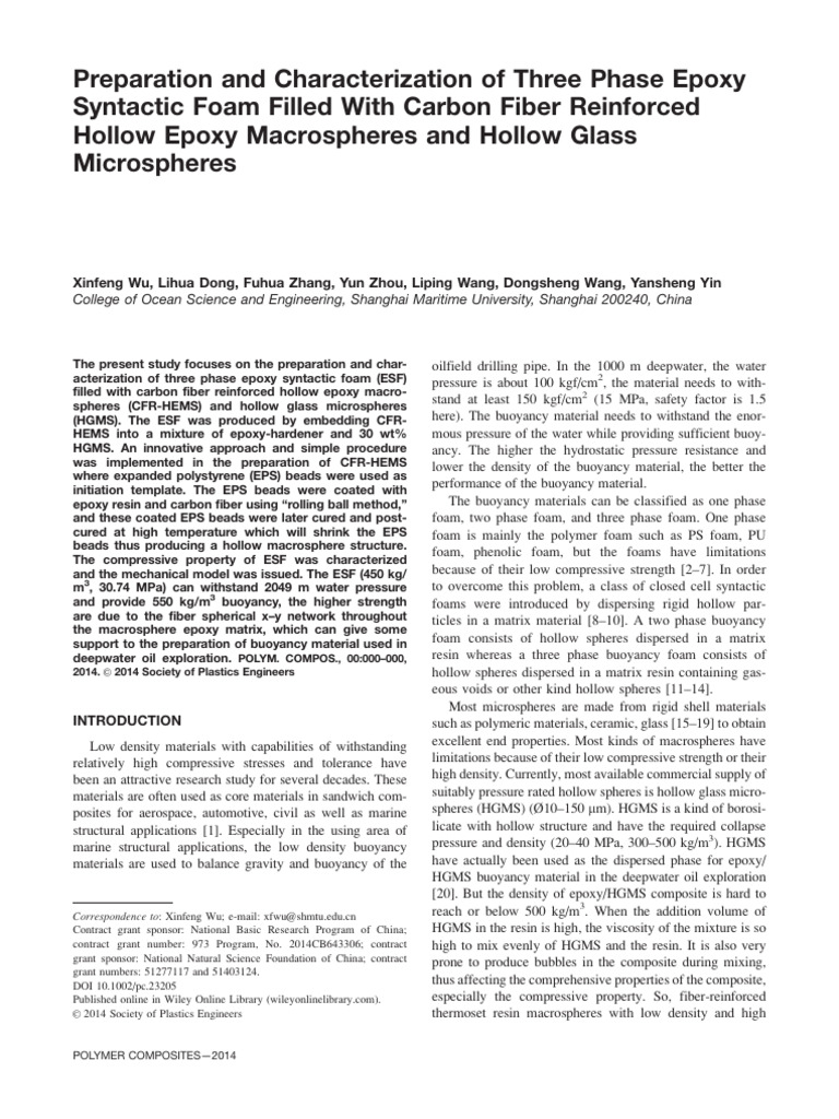 Preparation and Characterization of Three Phase Epoxy Syntactic Foam ...