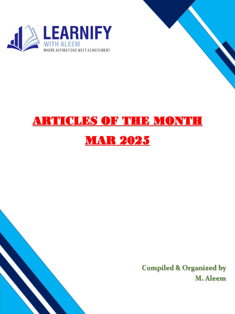 Articles of The Month - Mar 2025 | PDF | Literacy | Refugee