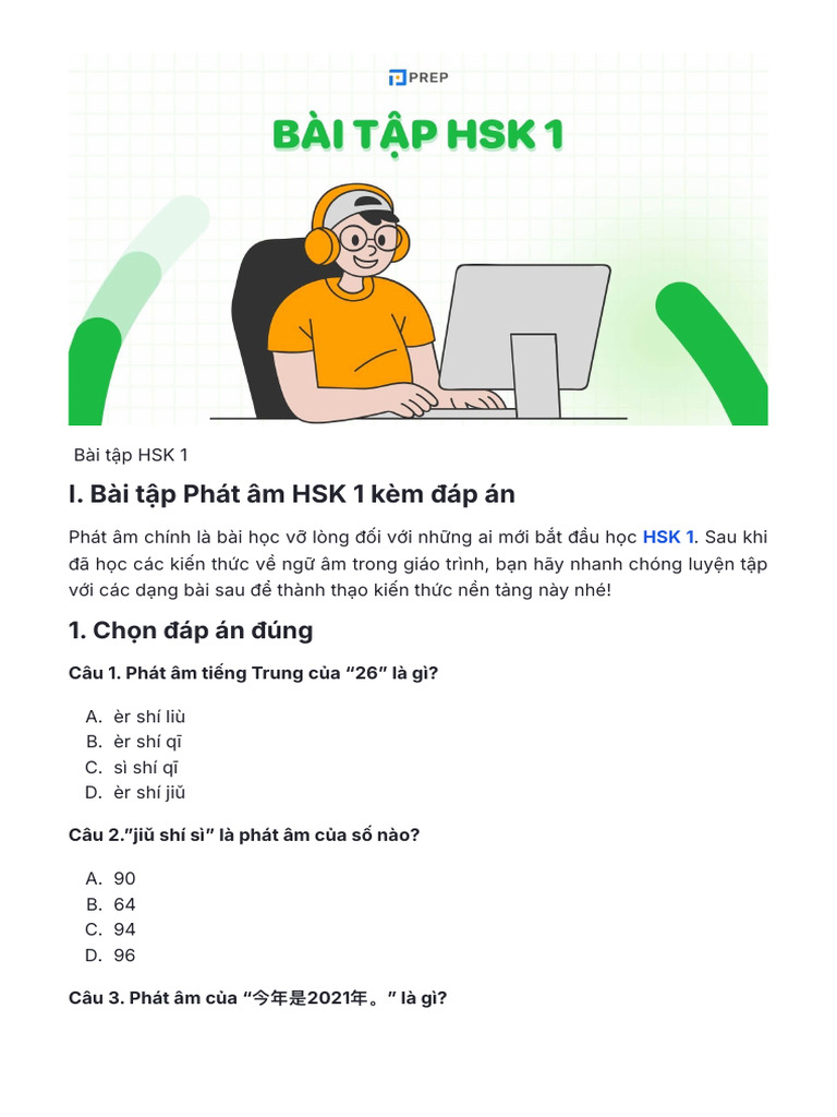 TRẮC NGHIỆM HSK 1 | PDF