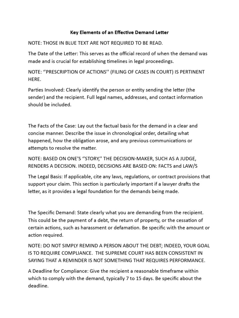 Key Elements of a Demand Letter | PDF | Damages | Payments