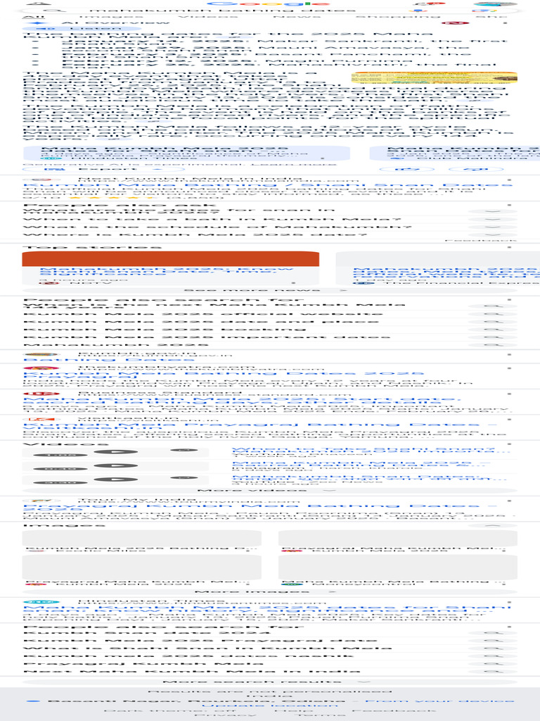 Maha Kumbh Mela 2025 Bathing Dates | PDF | Hindu Worship | Religious ...