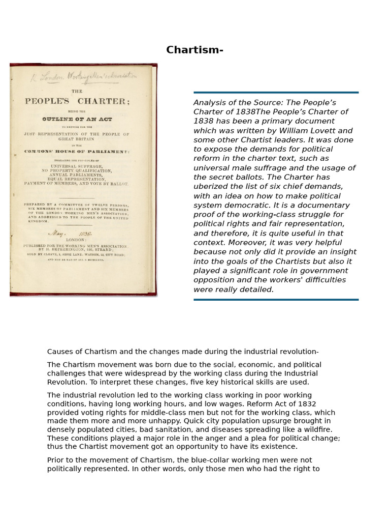 Causes and Impact of Chartism Movement | PDF | Democracy | Political ...