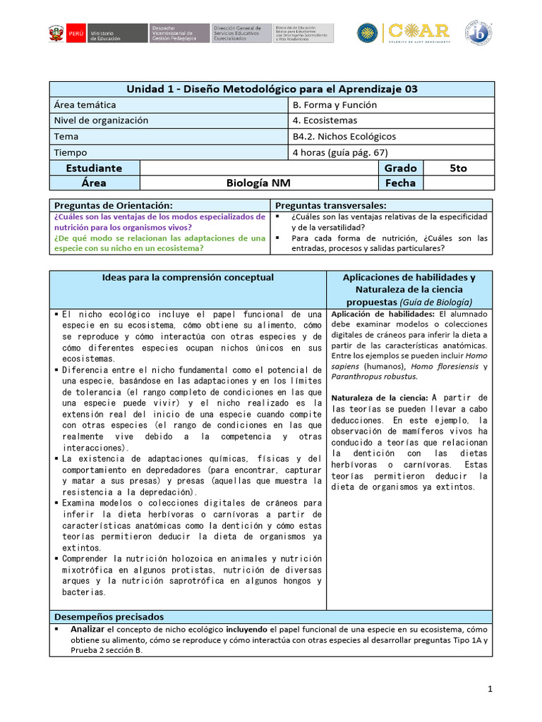 DMpA 3 - NICHOS ECOLÓGICOS | PDF