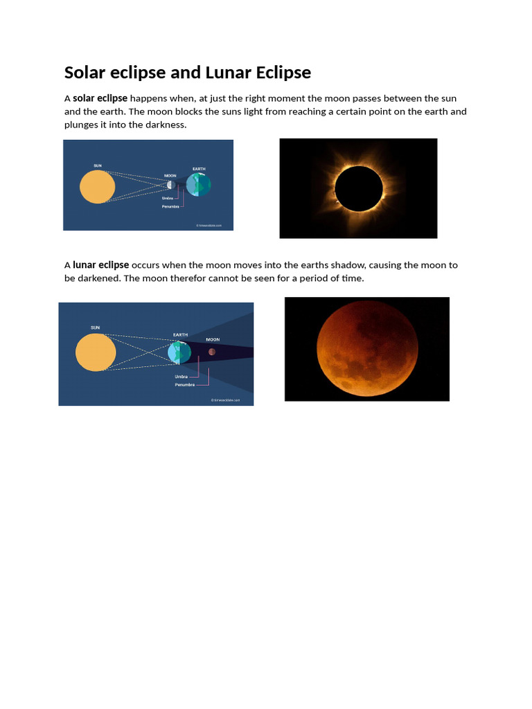 Solar Eclipse and Lunar Eclipse - Notes | PDF
