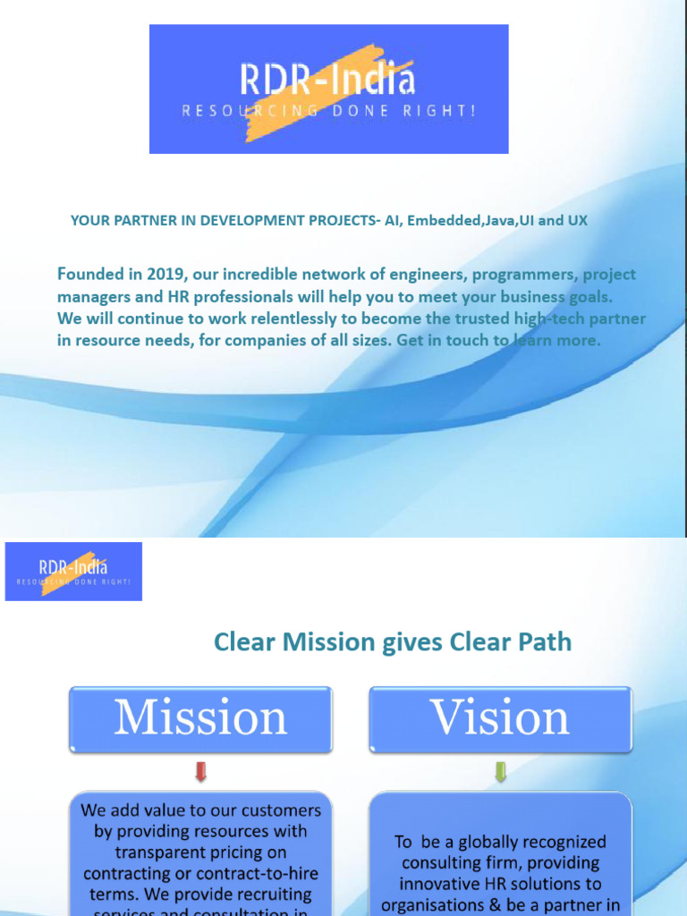 RDR India: Your Development Partner | PDF | Business | Economies